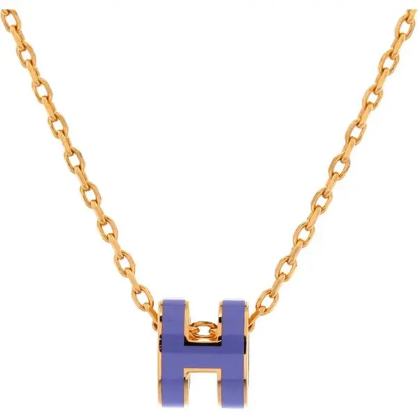 Hermès Pop H Pendant Chain Necklace Metal And Enamel Mini - Gold