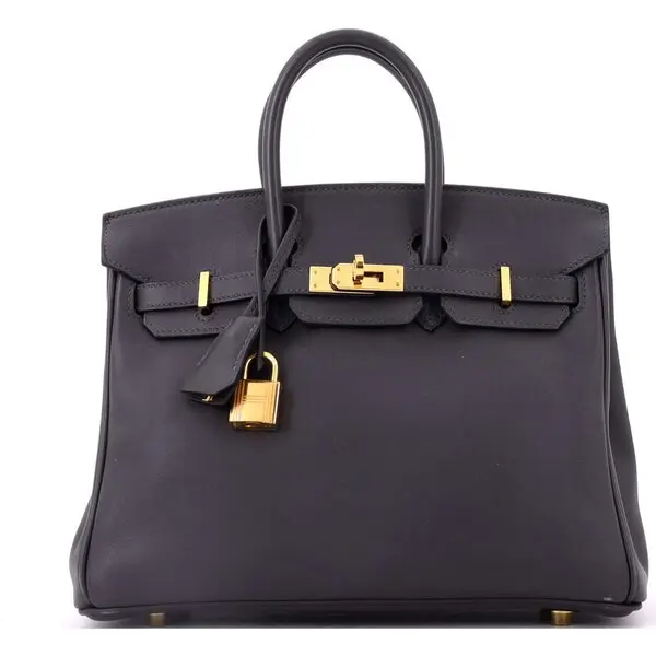 Hermès Birkin Handbag 25 Grey Jonathan With Gold Hardware - Graphite