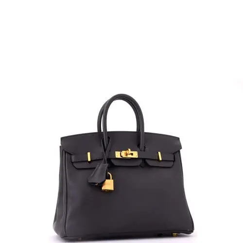 Hermès Birkin Handbag 25 Grey Jonathan With Gold Hardware - Graphite