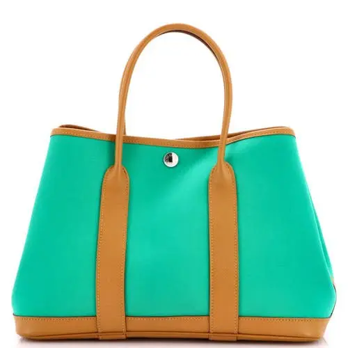 Hermès Garden Party Tote Toile And Leather 30 - Green
