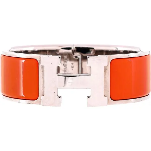 Hermès Clic H Enamel Wide Bracelet - Metallic