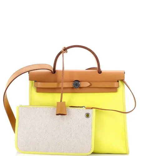 Hermès Herbag Zip Berline Vache Canvas And Leather 31 - Yellow