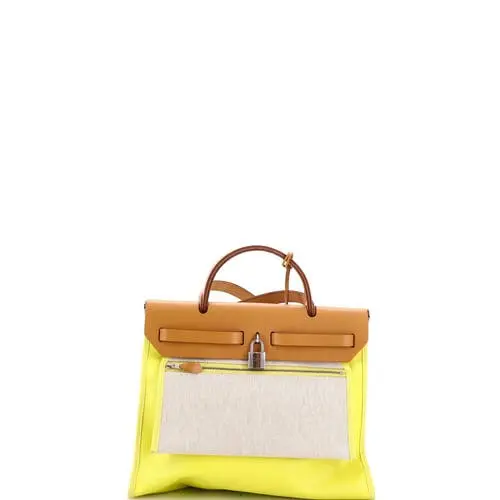 Hermès Herbag Zip Berline Vache Canvas And Leather 31 - Yellow