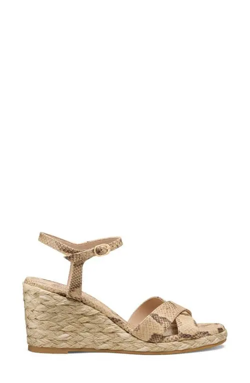 STUART WEITZMAN Dayna Ankle Strap Wedge Sandal - Adobe/natural