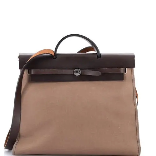 Hermès Herbag Zip Leather And Toile 39 - Grey