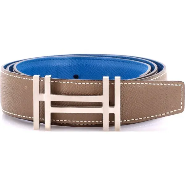 Hermès H Au Carre Reversible Belt Leather Medium - Gray