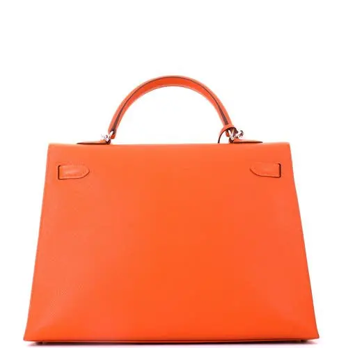 Hermès Kelly Handbag Orange Epsom With Palladium Hardware 35