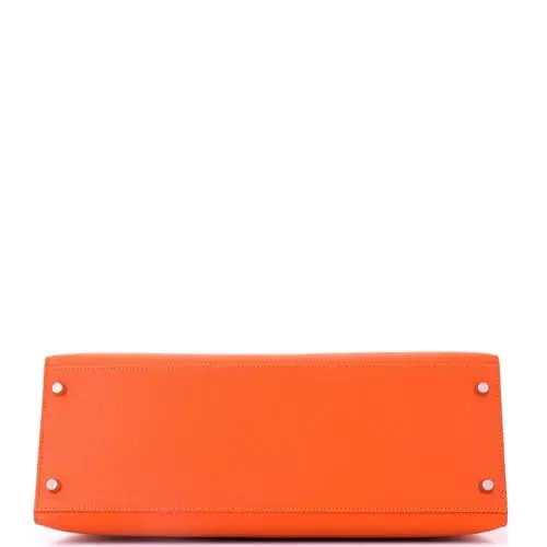 Hermès Kelly Handbag Orange Epsom With Palladium Hardware 35