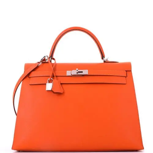 Hermès Kelly Handbag Epsom With Palladium Hardware 35 - Orange
