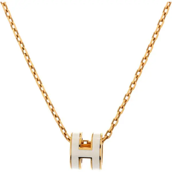 Hermès Pop H Pendant Chain Necklace Metal And Enamel Mini - Neutral