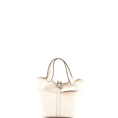 Hermès Cargo Picotin Lock Bag Canvas And Swift Pm - White