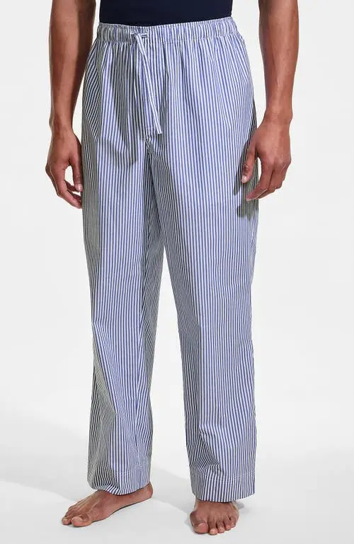 LANDS' END Poplin Pajama Pants - Sapphire Gem Blue Stripe