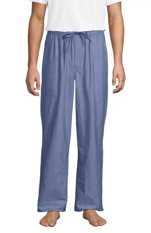 LANDS' END Poplin Pajama Pants - Slate Blue Chambray