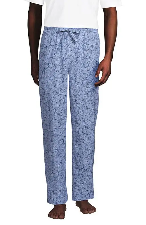 LANDS' END Poplin Pajama Pants - Tossed Shells/cloudy Blue