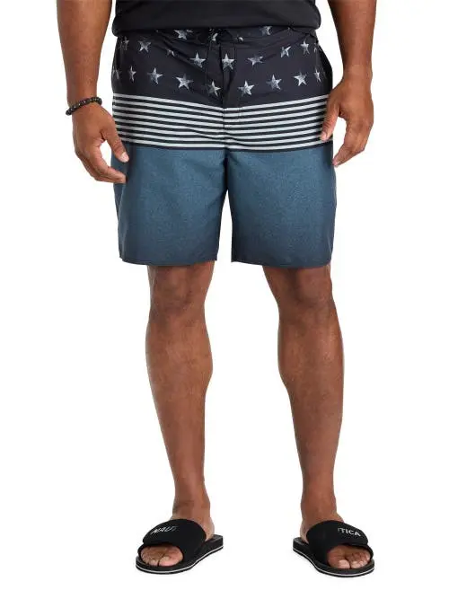 HARBOR BAY BY DXL Patriotic Board Shorts - Black Multi