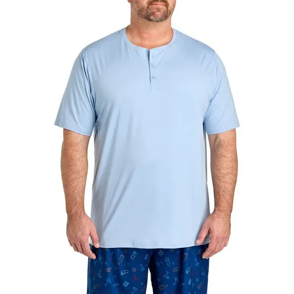 HARBOR BAY BY DXL Big & Tall Performance Henley T-shirt - Kentucky Blue