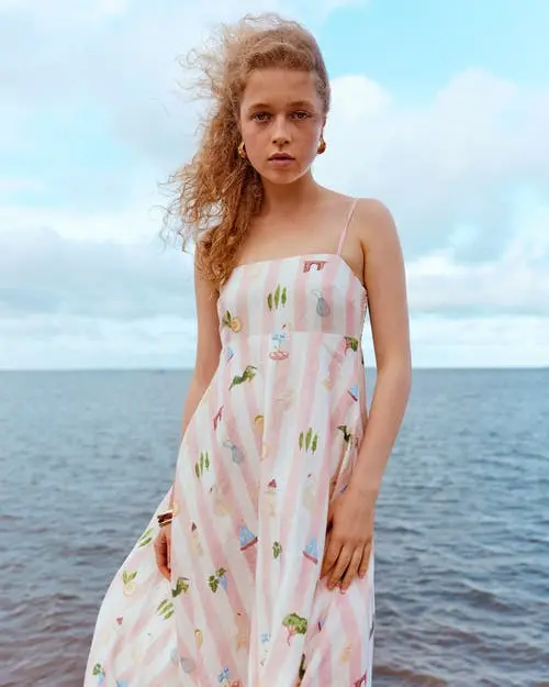 SMWR. BY THE SOMEWHERE CO Striped Linen Maxi Dress