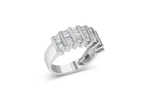 HAUS OF BRILLIANCE 1.0 Ctw Baguette Cut Diamond Multi-row Ring - Silver