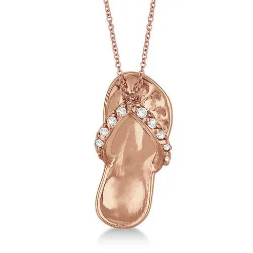 ALLUREZ Flip Flop Diamond Pendant Necklace - Rose Gold