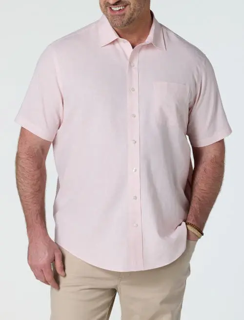 OAK HILL BY DXL Big & Tall Linen-blend Sport Shirt V2 - Pink