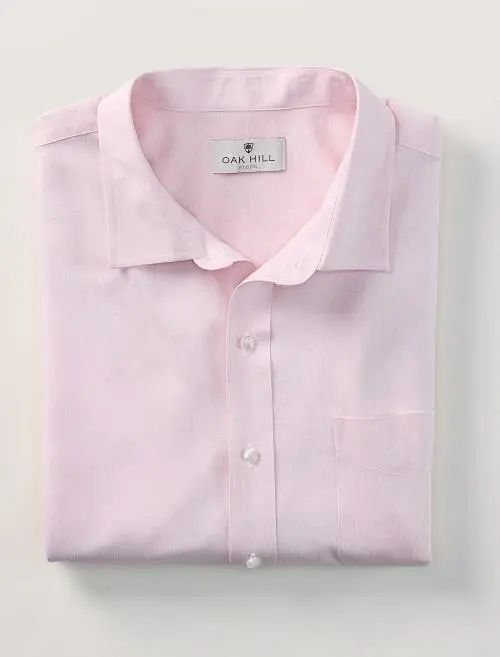 OAK HILL BY DXL Big & Tall Linen-blend Sport Shirt V2 - Pink