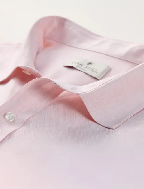 OAK HILL BY DXL Big & Tall Linen-blend Sport Shirt V2 - Pink