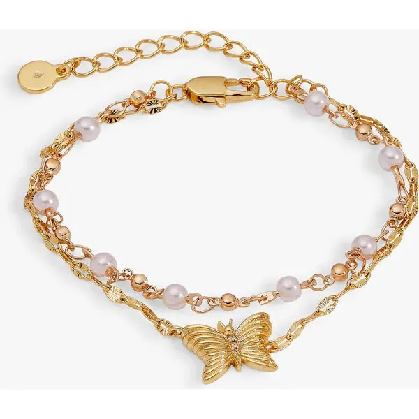 ALEX AND ANI Festival Two-strand Butterfly Bracelet - Gold