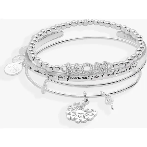 ALEX AND ANI Mother's Day Bracelet Set - Silver