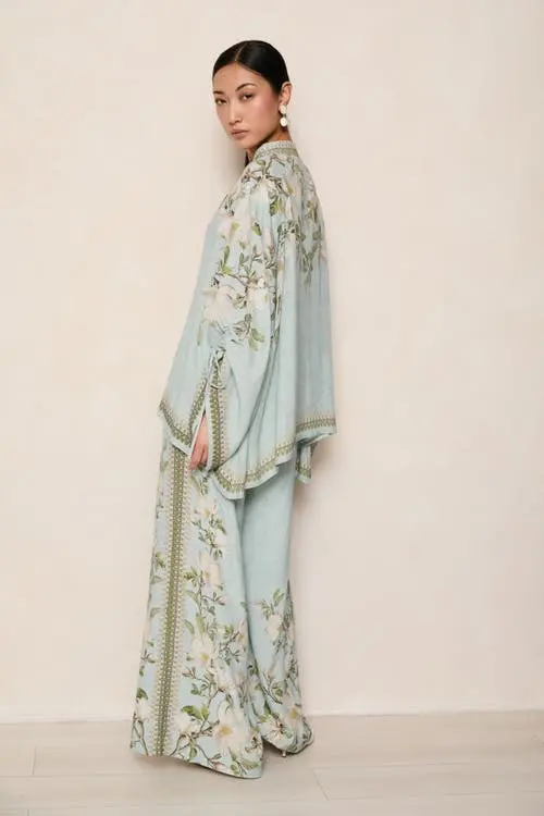 RAISHMA Hilda Floral Print Wide-leg Trousers