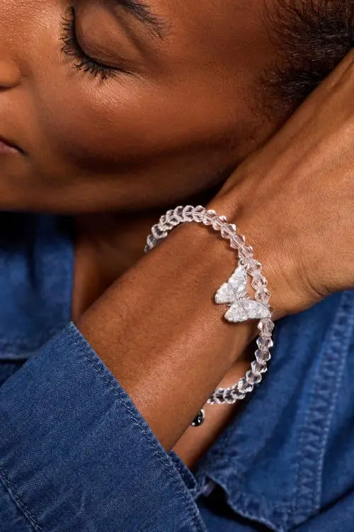 ALEX AND ANI Glass Butterfly Charm Bangle
