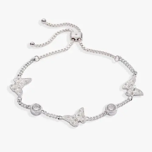 ALEX AND ANI Glass Butterfly Bolo Bracelet - Silver