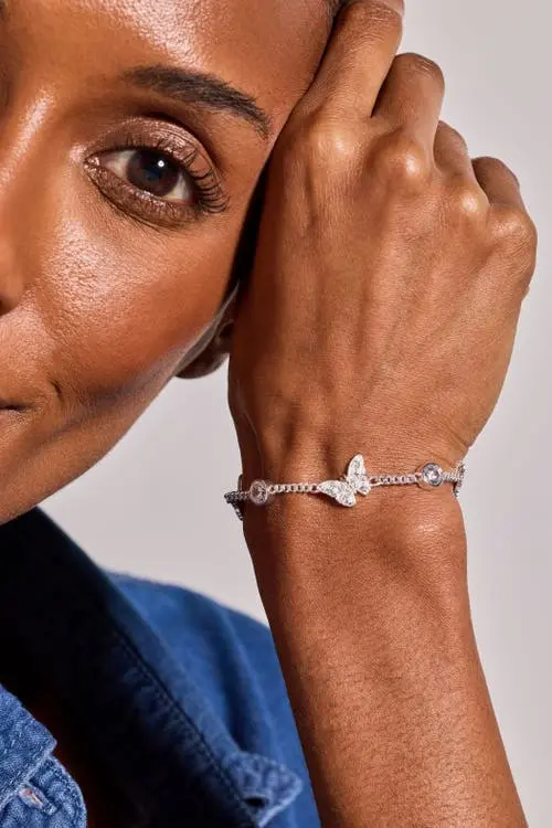 ALEX AND ANI Glass Butterfly Bolo Bracelet