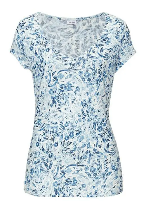 LASCANA Floral Ruched V-neck Top