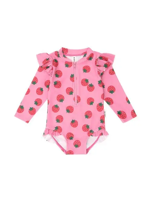 HUXBABY Fields Forever Frill Swimsuit - Strawberry