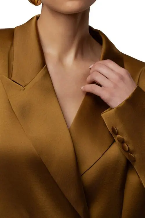 JLUXLABEL Lara Oversize Satin Blazer - Bronze