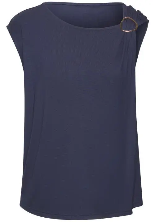 LASCANA Asymmetrical Ring Detail Top - Navy