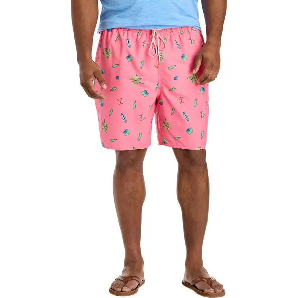 HARBOR BAY BY DXL Big & Tall Beach Party Swim Trunks - Pink Multi