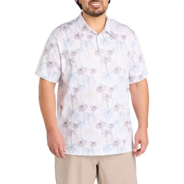 TRAVISMATHEW FIT BY DXL Big & Tall Featherweight Palms Polo Shirt - White