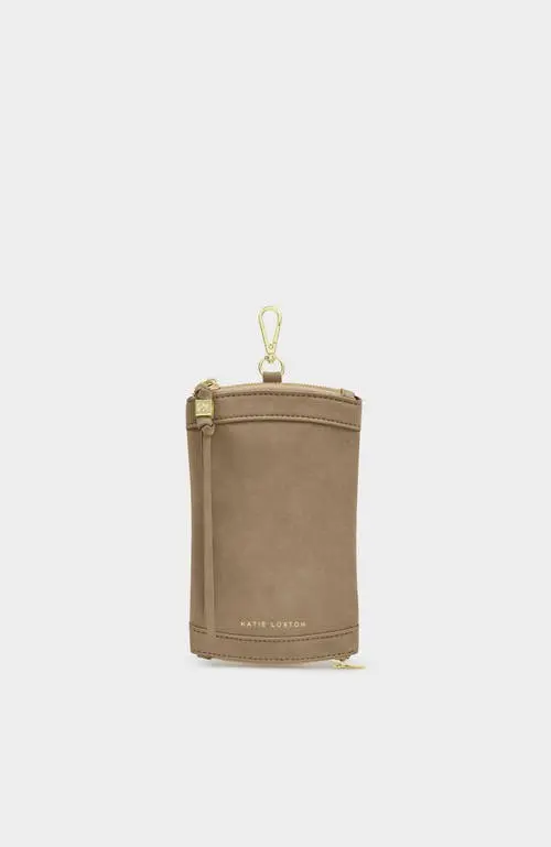 KATIE LOXTON Clip-on Sunglasses Case - Taupe Suedette