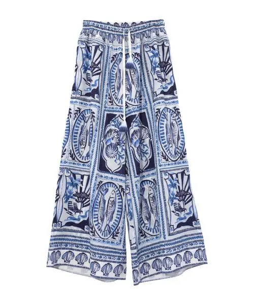Echo Printed Tile Pants - Cream
