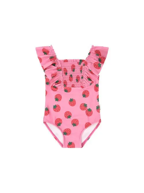 HUXBABY Fields Forever Shirred Swimsuit - Strawberry