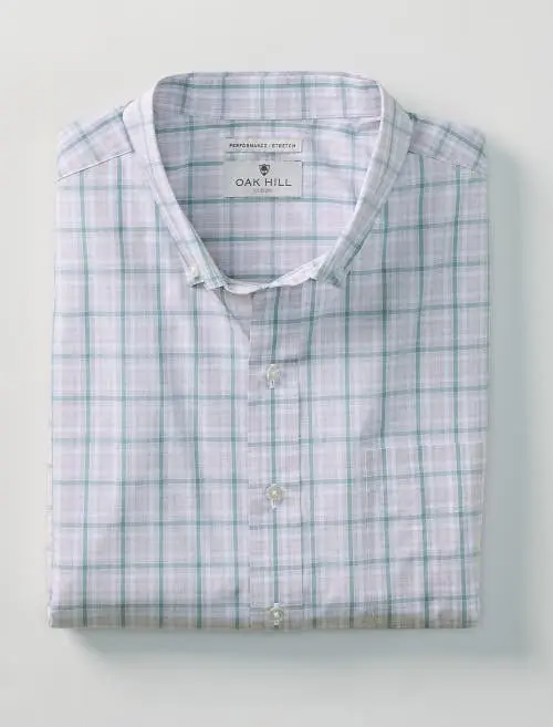OAK HILL BY DXL Big & Tall Large Plaid Tech Sport Shirt V2
