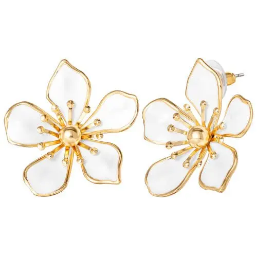 Jessica Simpson Flower Stud Earrings - Gold Tone