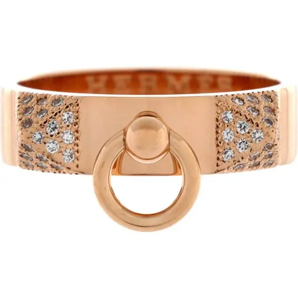 Hermès Collier De Chien 18k And Diamonds Small Ring - Rose Gold