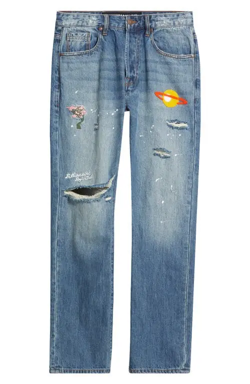 BILLIONAIRE BOYS CLUB Bb Geo Ripped Embroidered Jeans