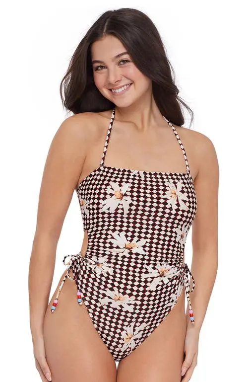 STEVIE Cutout One-piece Swimsuit With Adjustable Side Ties - Spring Bloom
