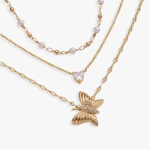 ALEX AND ANI Festival Stranded Butterfly Layered Necklace