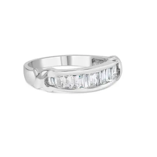 HAUS OF BRILLIANCE 925 Sterling 1/2 Ctw Baguette Diamond X-station Ring - Silver