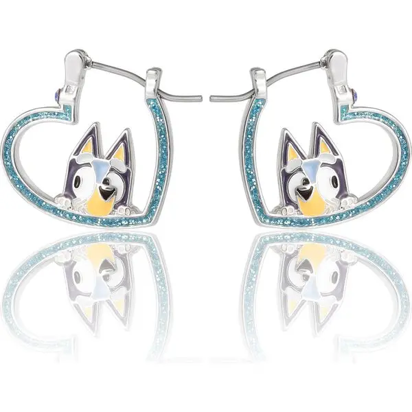 BLUEY Heart Hoop Earrings Official License - Blue