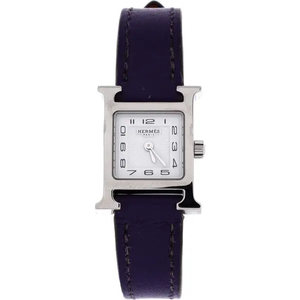Hermès Heure H Quartz Watch Stainless Steel And Leather 17 - Purple